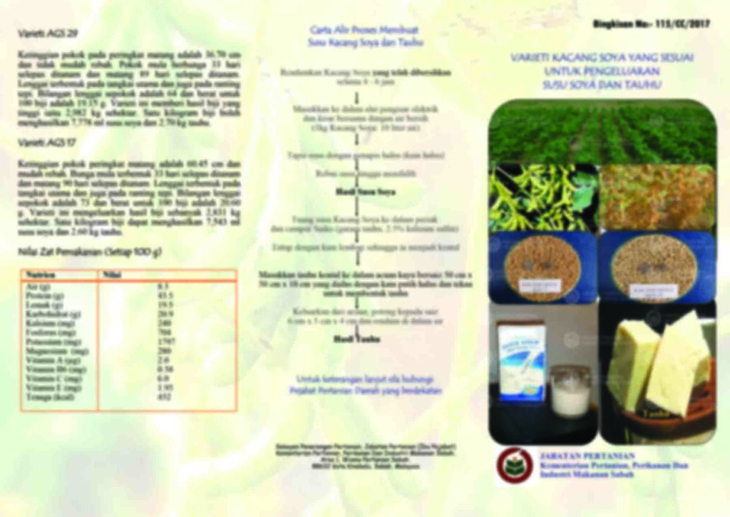 VARIETI KACANG SOYA YANG SESUAI UNTUK PENGELUARAN SUSU SOYA DAN TAUHU ...